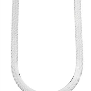 Miabella Solid 925 Sterling Silver Italian 10mm Flat Herringbone Chain Necklace for Women, Made in Italy (Length 20 Inches)