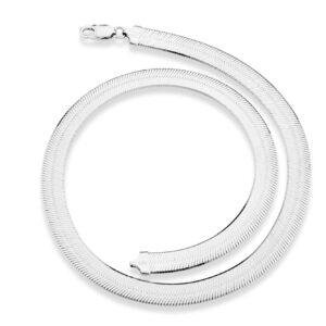 Miabella Solid 925 Sterling Silver Italian 10mm Flat Herringbone Chain Necklace for Women, Made in Italy (Length 20 Inches)