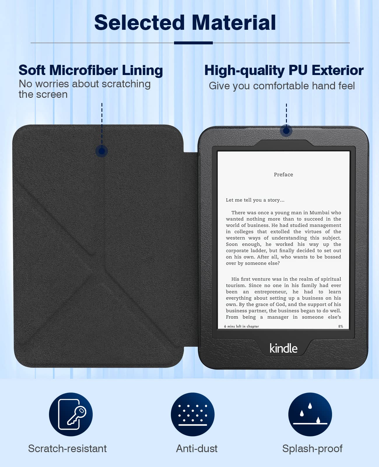 MoKo Case Fits 6" Kindle Paperwhite(10th Gen, 2018 Release)/All Paperwhite 2012-2017, Auto Wake/Sleep Standing Origami Slim Shell Cover with Auto Wake/Sleep for Kindle Paperwhite 2018 E-Reader - Black