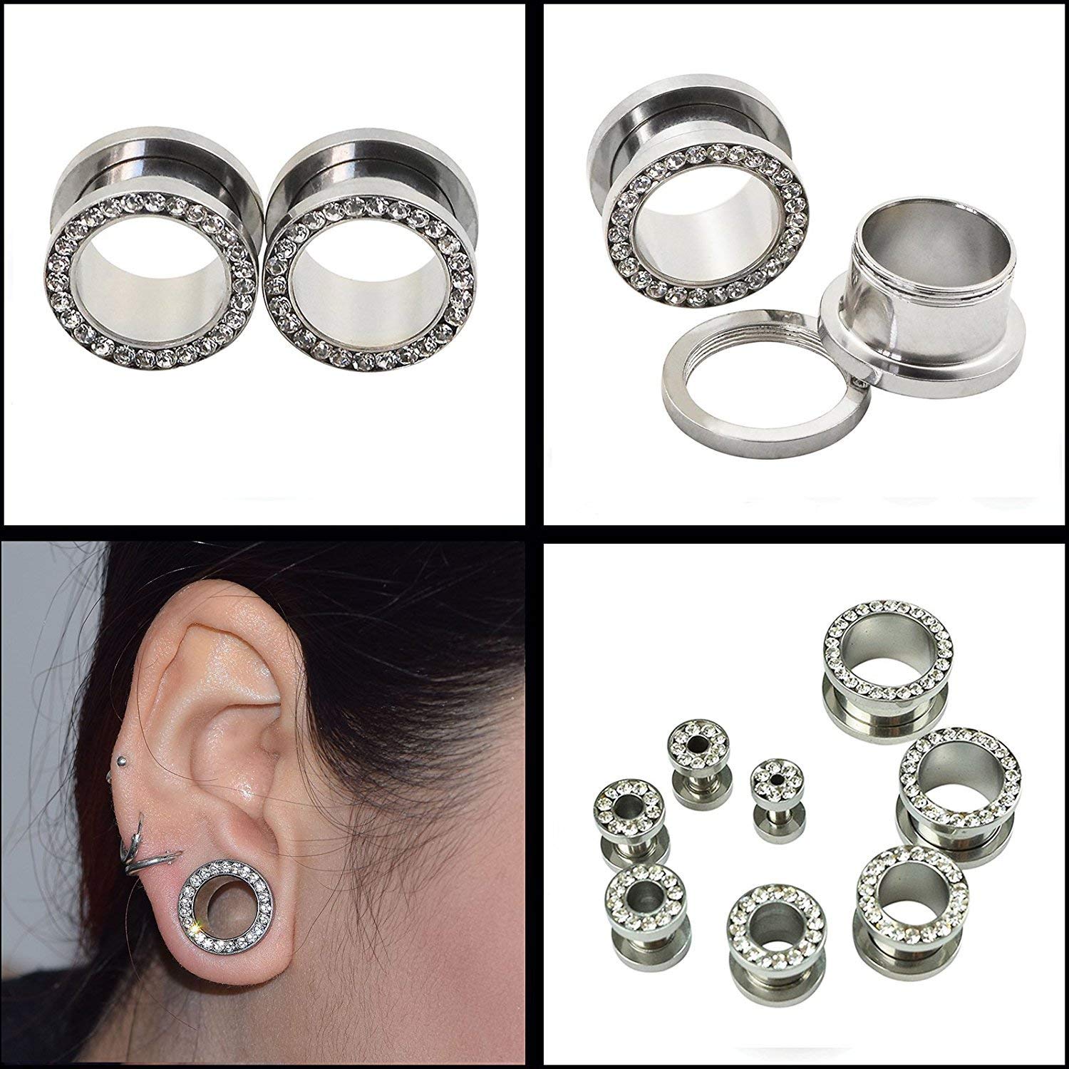 Crystal Ear Tunnels (1"(25mm))