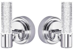 westinghouse cava one-light led indoor wall fixture, chrome finish with bubble glass (wall sconce 2 pack) (2 pack)