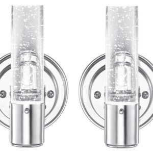 Westinghouse Cava One-Light LED Indoor Wall Fixture, Chrome Finish with Bubble Glass (Wall Sconce 2 Pack) (2 Pack)