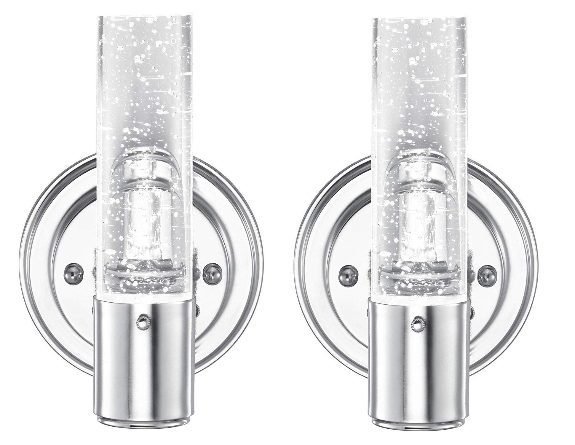 Westinghouse Cava One-Light LED Indoor Wall Fixture, Chrome Finish with Bubble Glass (Wall Sconce 2 Pack) (2 Pack)