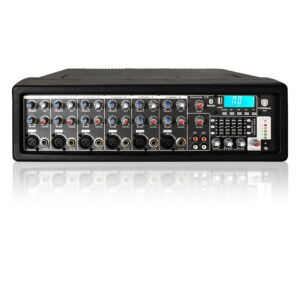 proreck mx8 2500 p.m.p.o 8 channel compact studio powered mixer with built in effects & usb audio interface for party/meeting/wedding +48v phantom button