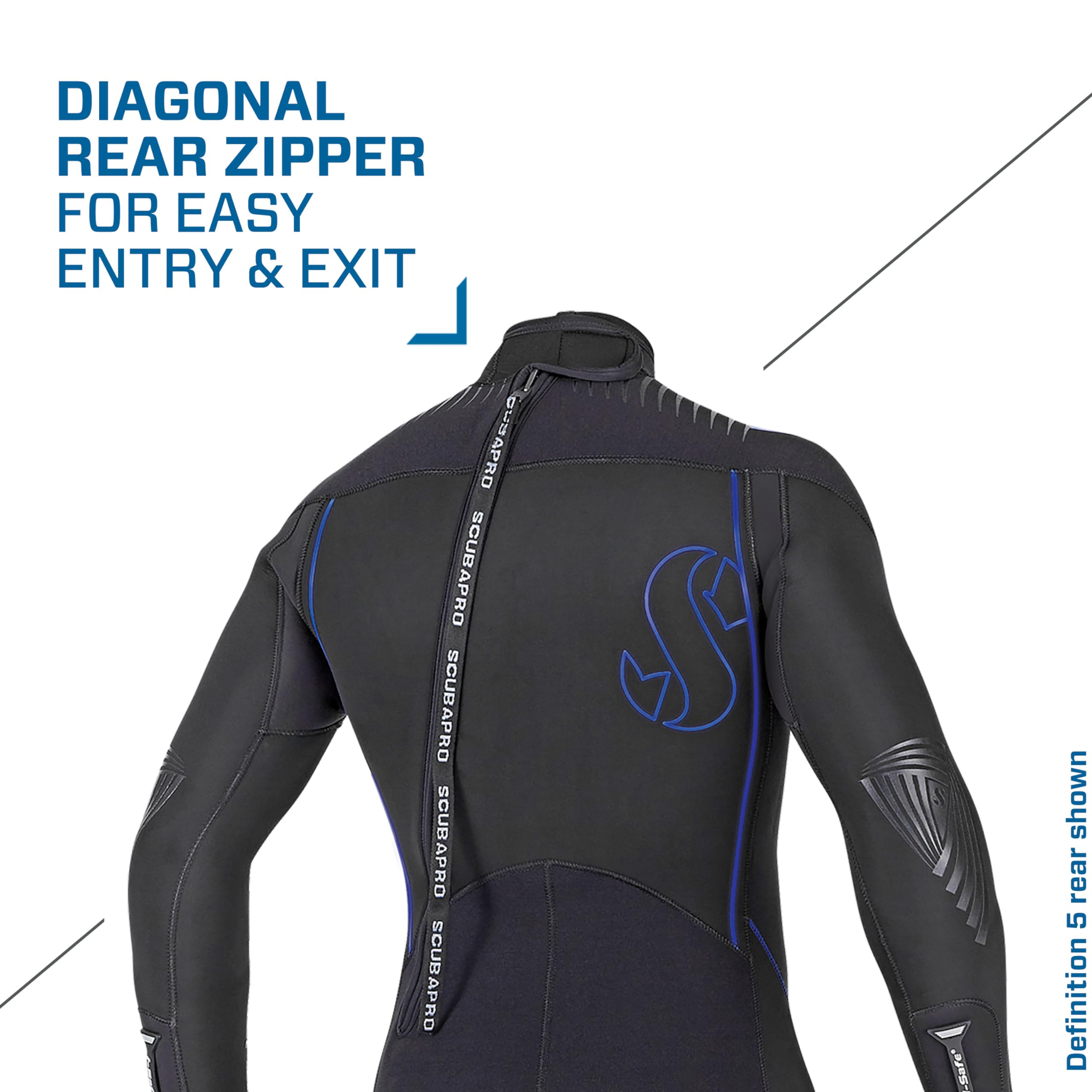 SCUBAPRO Definition Steamer 5 mm Men's Diving Wetsuit (Black/Blue, Small)