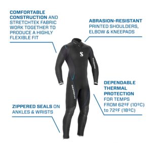 SCUBAPRO Definition Steamer 5 mm Men's Diving Wetsuit (Black/Blue, Small)