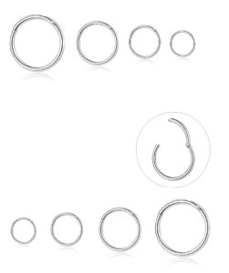 tornito 8pcs 18g stainles steel clicker ring seamless lip nose daith cartilage helix tragus hoop ring