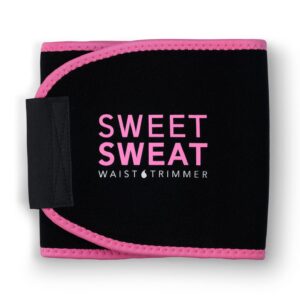 sweet sweat waist trimmer for women and men - sweat band waist trainer belt for high intensity training and gym workouts, 5 adjustable sizes