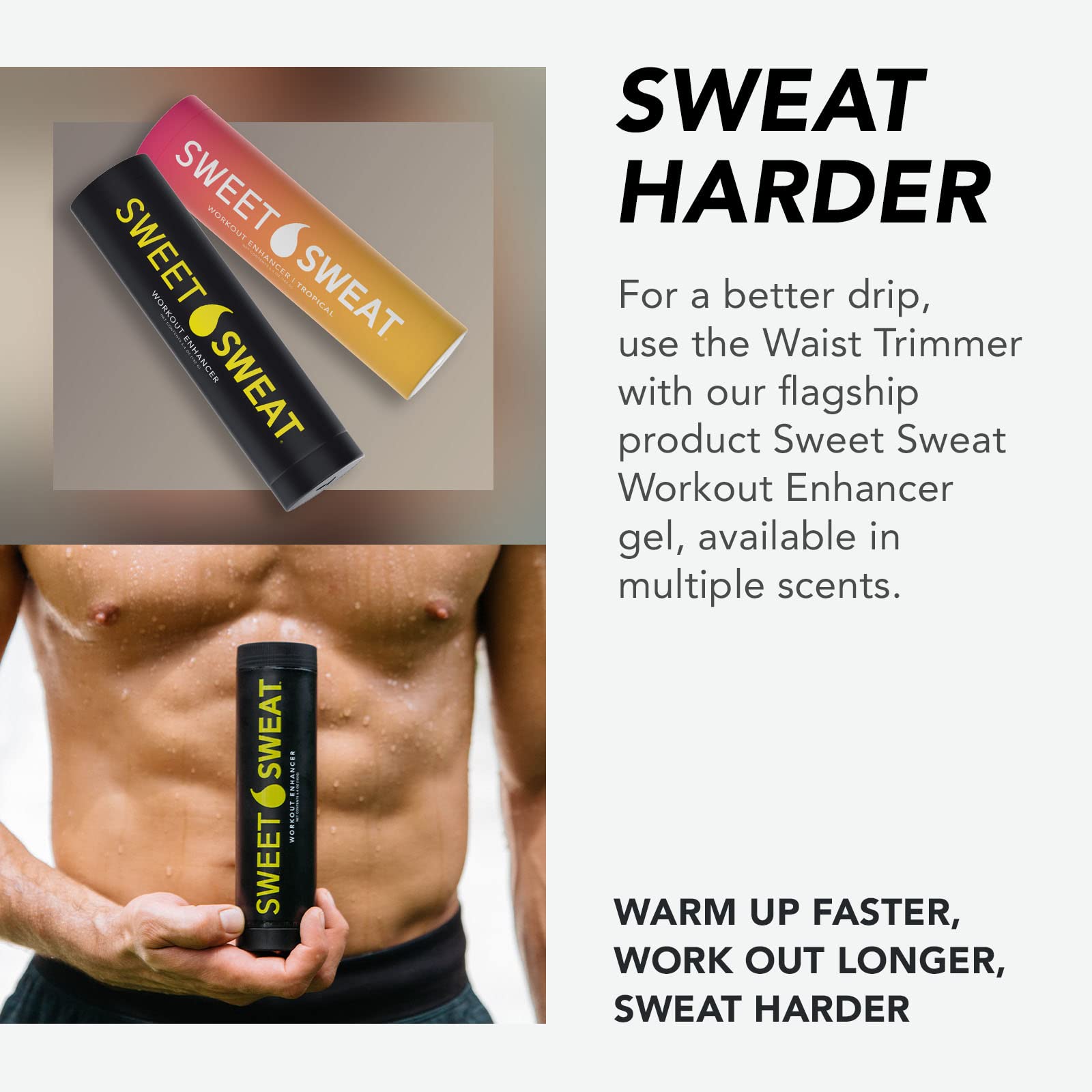 Sweet Sweat Waist Trimmer for Women and Men - Sweat Band Waist Trainer Belt for High Intensity Training and Gym Workouts, 5 Adjustable Sizes