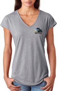 ford f-150 raptor pocket print ladies triblend v-neck shirt, heather grey large