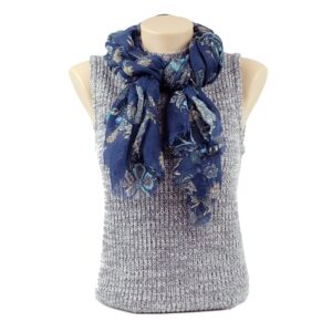 MIMOSITO Scarfs for Women Lightweight Floral Flower Fall Winter Fashion Wrap Shawl (Blue Floral)