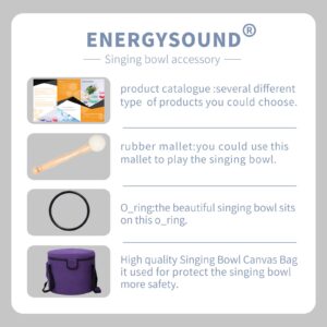 ENERGYSOUND 432Hz Perfect Pitch F Note Heart Chakra Frosted Quartz Crystal Singing Bowl 8 inch +Carrier Bag mallet &O-ring included