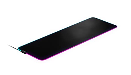 SteelSeries Gaming Mouse Pad 2 Zone RGB Illumination 9cm x 30cm x 0.4cm QcK Prism Cloth XL Black