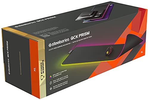 SteelSeries Gaming Mouse Pad 2 Zone RGB Illumination 9cm x 30cm x 0.4cm QcK Prism Cloth XL Black