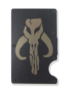 mandalorian engraved metal rfid blocking tactical minimalist wallet w/money clip