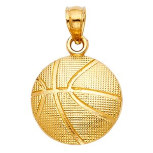 tgdj 14k yellow gold basketball ball pendant