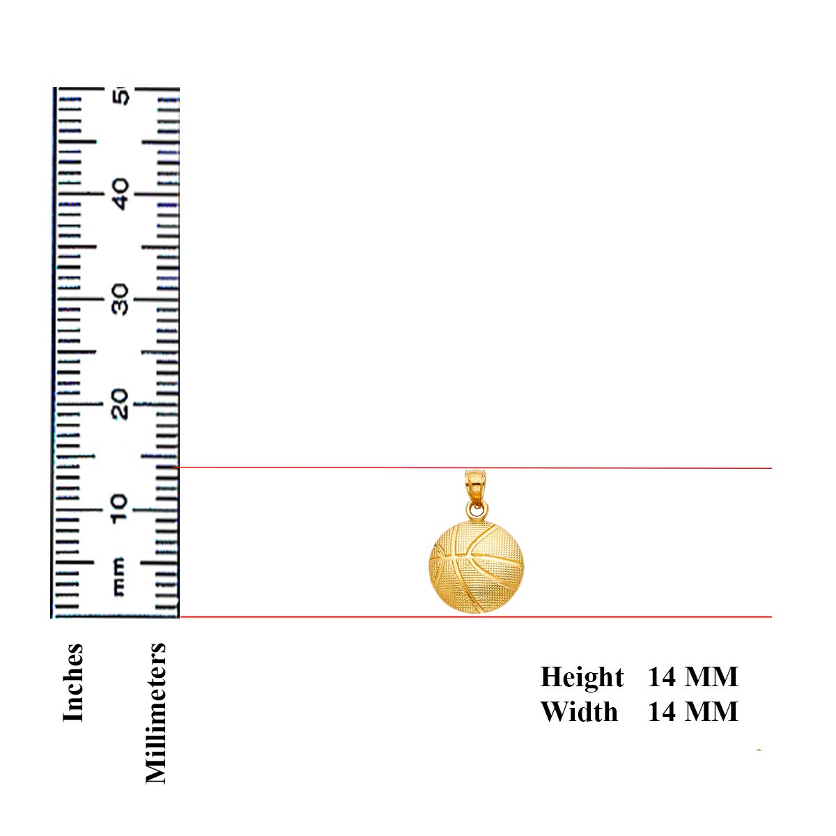 TGDJ 14k Yellow Gold BasketBall Ball Pendant