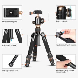 Koolehaoda Portable Tabletop Mini Tripod,8-20inch Height Adjustable Compact Desktop Macro Mini Tripod with Carrying Bag,Weight only 1.5lbs / 0.68kg