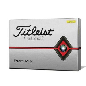 titleist pro v1x golf balls, yellow, standard play numbers (1-4), one dozen