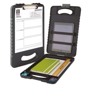 office depot® brand carry-all clipboard storage box, 15"h x 13"w x 2"d, charcoal