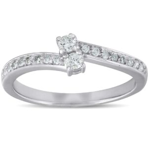 1/4 ct two stone diamond engagement forever us ring white gold anniversary band - size 9