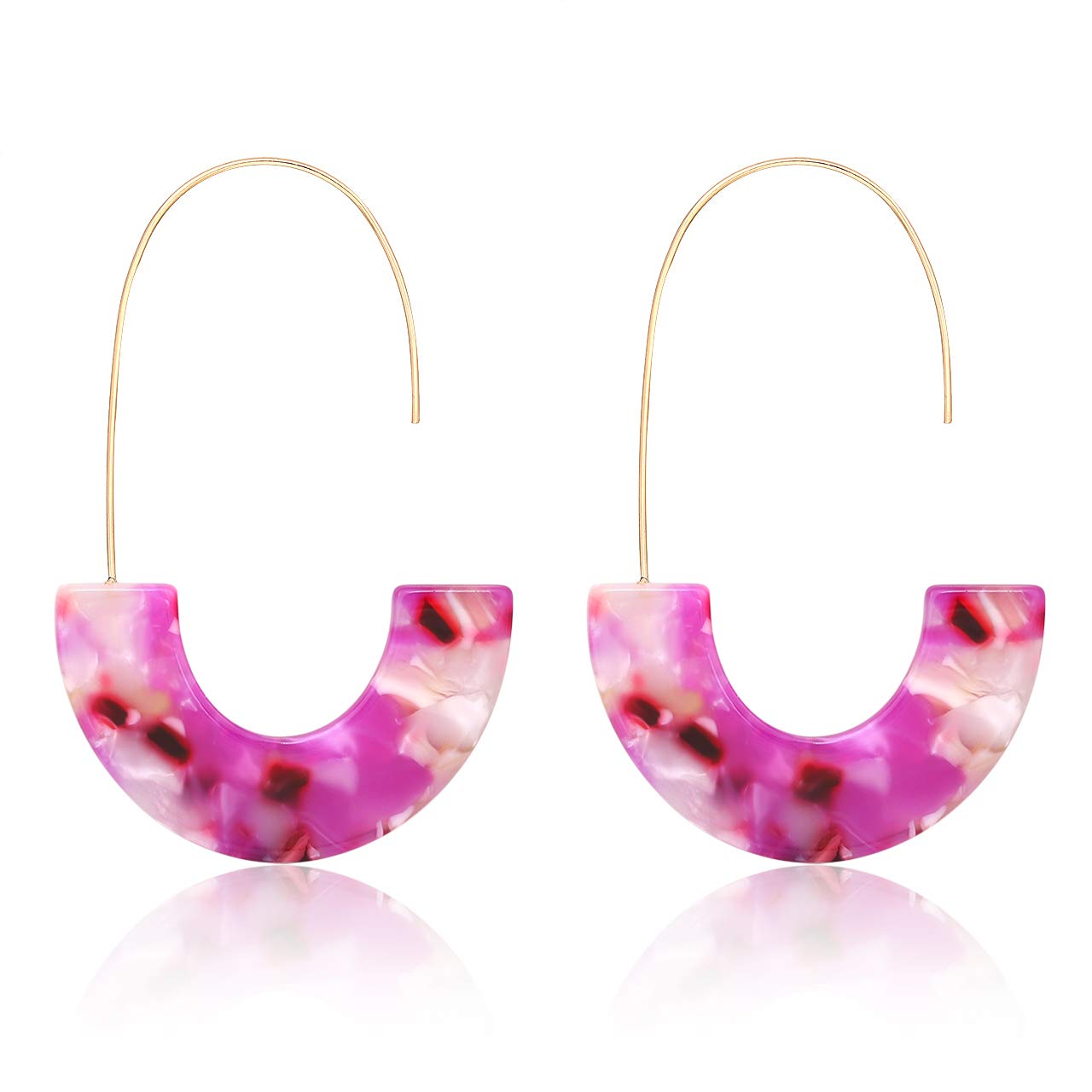 Acrylic Earrings Statement Tortoise Hoop Earrings Resin Wire Drop Dangle Earrings Fashion Jewelry For Women (pink)