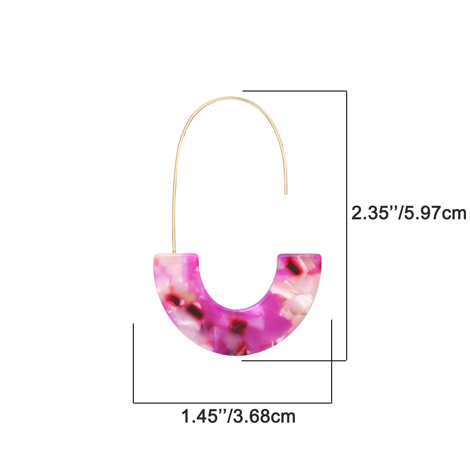 Acrylic Earrings Statement Tortoise Hoop Earrings Resin Wire Drop Dangle Earrings Fashion Jewelry For Women (pink)