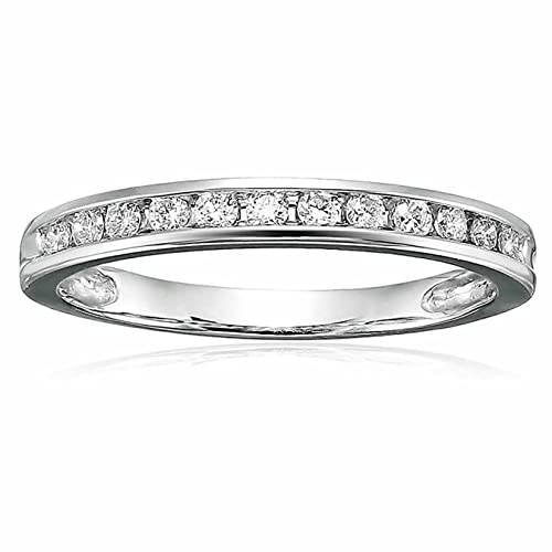 VIR JEWELS 1/4 carat (ctw) Diamond Wedding Anniversary Band for Women, Half Eternity Round Diamond Engagement Ring 14K White Gold Channel Set 0.25 cttw, Size 7.5