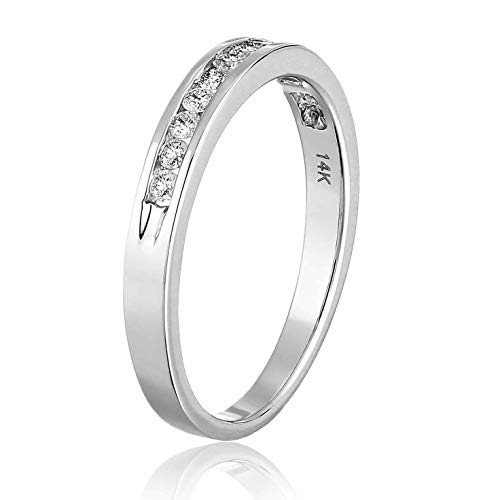 VIR JEWELS 1/4 carat (ctw) Diamond Wedding Anniversary Band for Women, Half Eternity Round Diamond Engagement Ring 14K White Gold Channel Set 0.25 cttw, Size 7.5