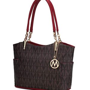 Mia K Collection Shoulder Handbag for Women: Vegan Leather Satchel-Tote Bag, Top-Handle Purse, Ladies Pocketbook Red