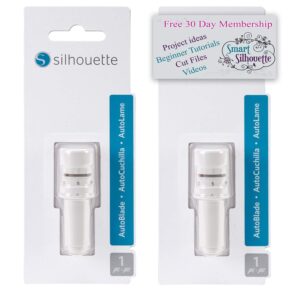 silhouette autoblade replacement for cameo 3 and portrait 2 (2 pack) with 30 day subscription to smart silhouette