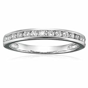 vir jewels 1/4 carat (ctw) diamond wedding anniversary band for women, half eternity round diamond engagement ring 14k white gold channel set 0.25 cttw, size 5.5