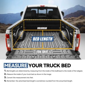 Auto Dynasty [New Upgrade Model] FRP Hard Solid Tri-Fold Adjustable Truck Tonneau Cover Compatible with Ford F250 F350 F450 Super Duty Dually 6.8Ft Fleetside Beds 1999-2016, Black Powdercoated