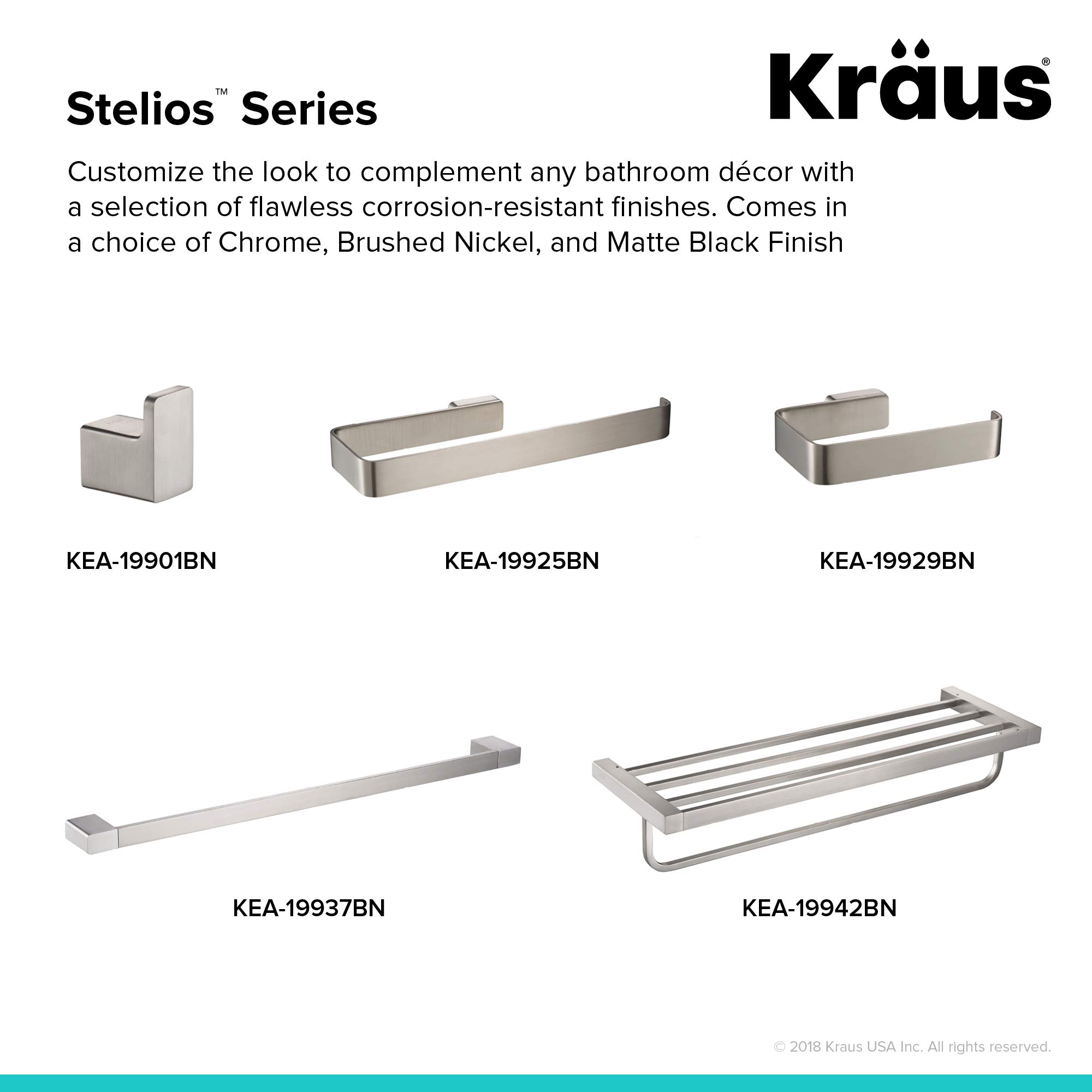 Kraus KEA-19937BN Stelios 24-inch Bathroom -Towel Bar, Brushed Nickel