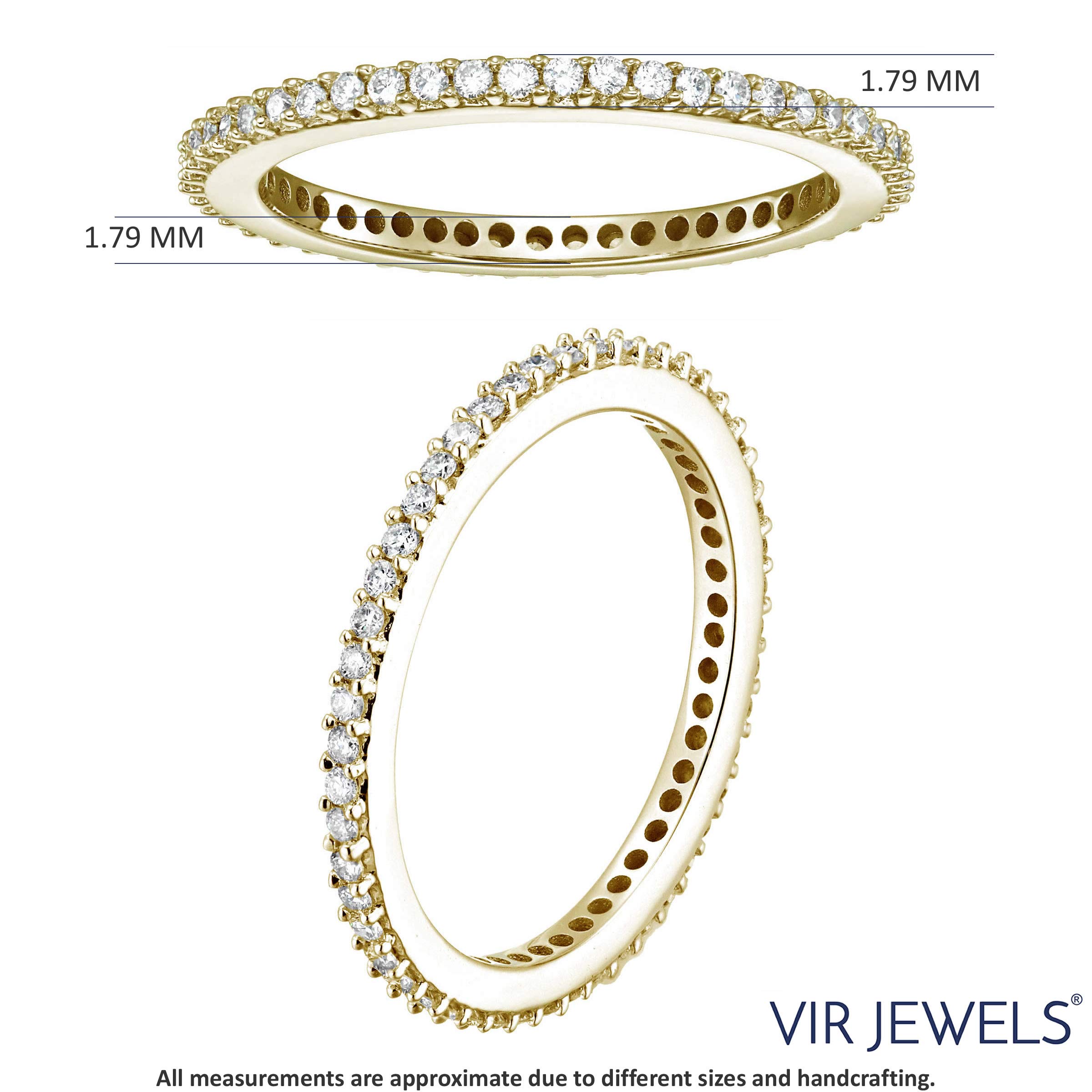 VIR JEWELS 1/2 cttw Diamond Eternity Ring for Women, Wedding Band in 14K Yellow Gold Prong Set, Size 10