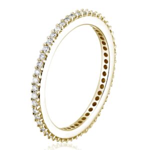 VIR JEWELS 1/2 cttw Diamond Eternity Ring for Women, Wedding Band in 14K Yellow Gold Prong Set, Size 10