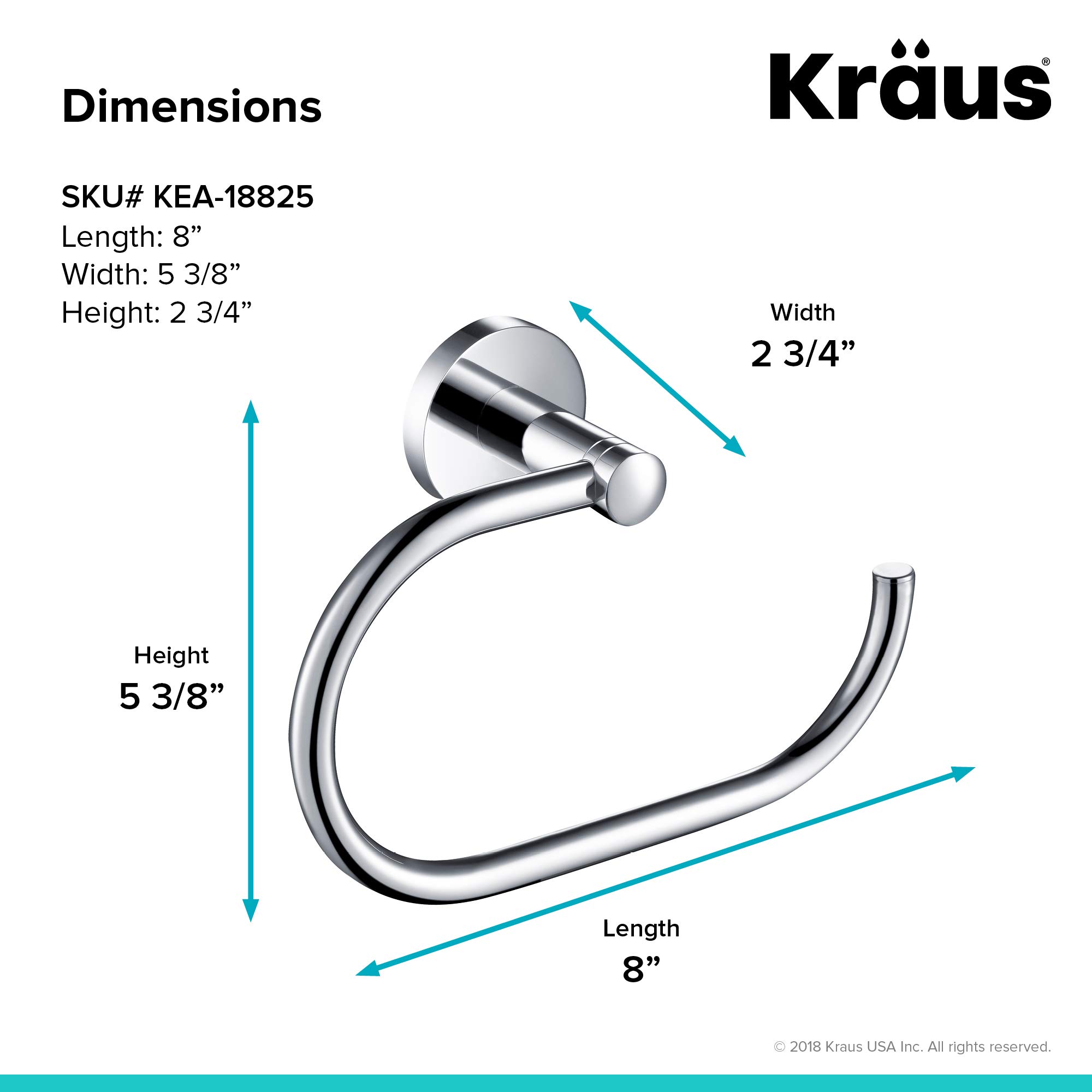 KRAUS Elie Bathroom -Towel Ring, Chrome Finish, KEA-18825CH