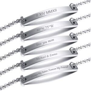 VNOX Set for 5 Customize Friendship Jewelry Stainless Steel Delicate Skinny Bar Adjustable Bridesmaid Bracelet