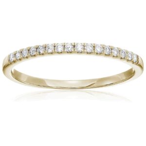 vir jewels 1/5 cttw pave round diamond wedding band for women in 14k yellow gold prong set, size 6.5