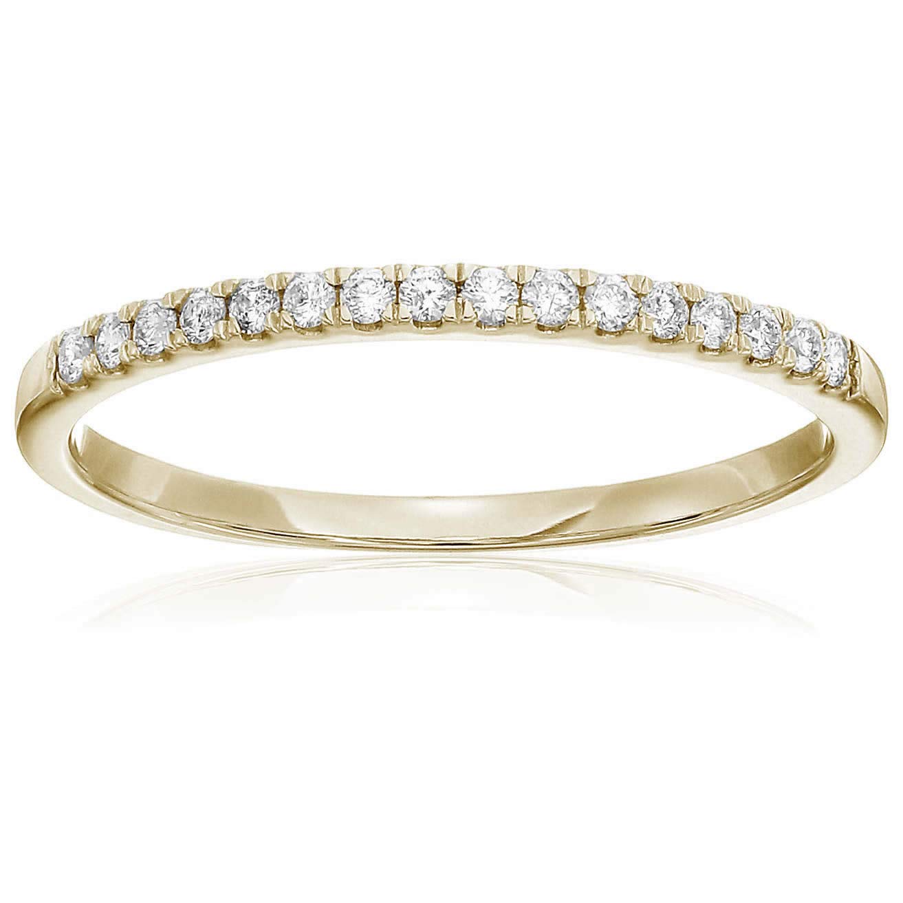 Vir Jewels 1/5 cttw Pave Round Diamond Wedding Band for Women in 14K Yellow Gold Prong Set, Size 6.5