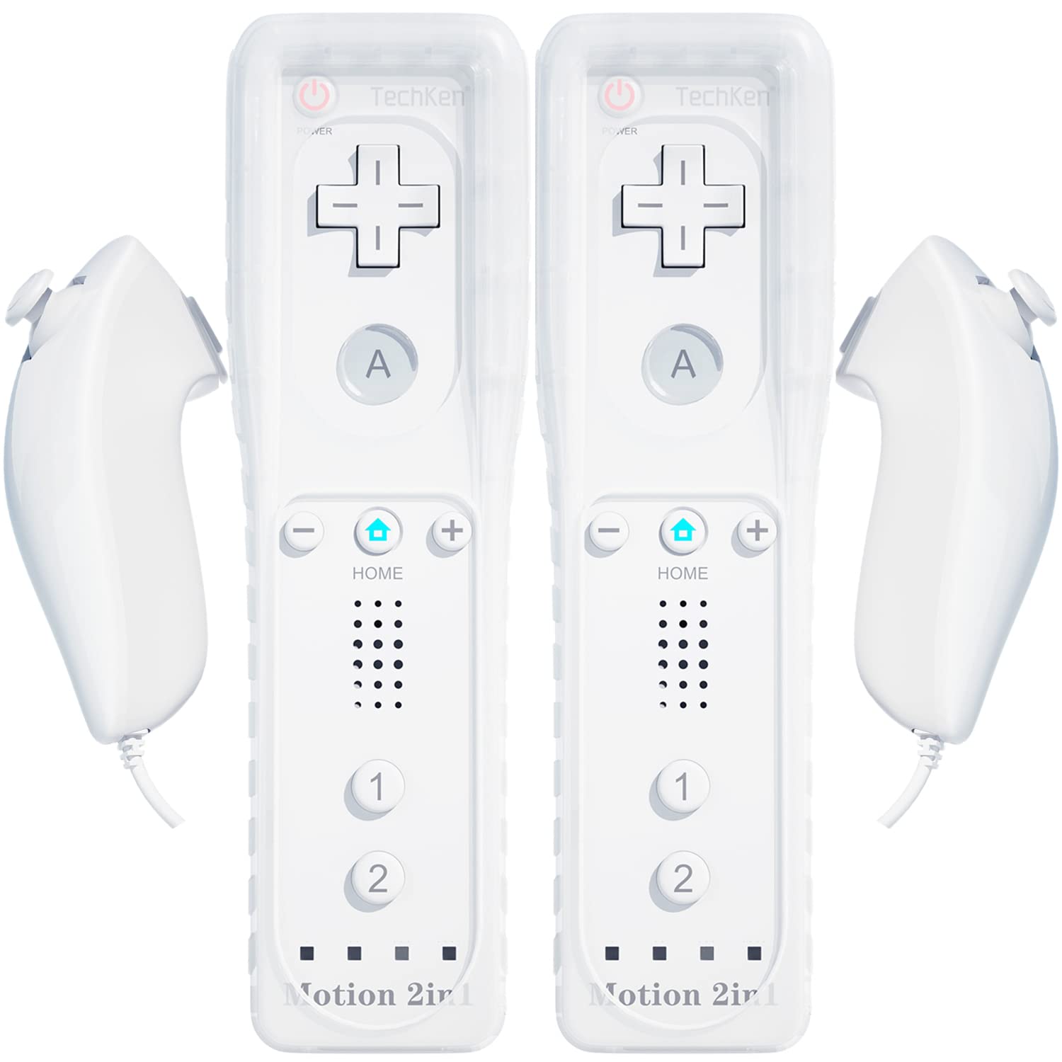 2 Pack Wii Remote with Wii Motion Plus Inside | Shock Wii Nunchuk Controller | Compatible Nintendo Wii, Wii U