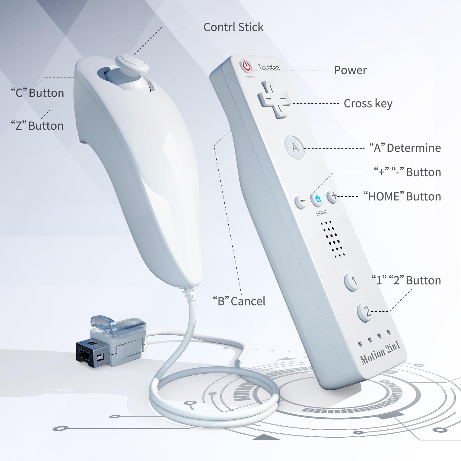 2 Pack Wii Remote with Wii Motion Plus Inside | Shock Wii Nunchuk Controller | Compatible Nintendo Wii, Wii U