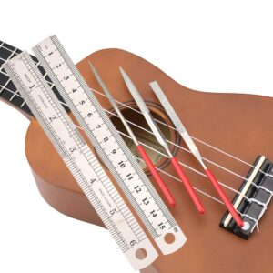 Hidear Guitar Repairing Maintenance Tool Kit Includes String Organizer String Action Ruler Gauge Measuring Tool Hex Wrench Set Files for Guitar Ukulele Bass Mandolin Banjo