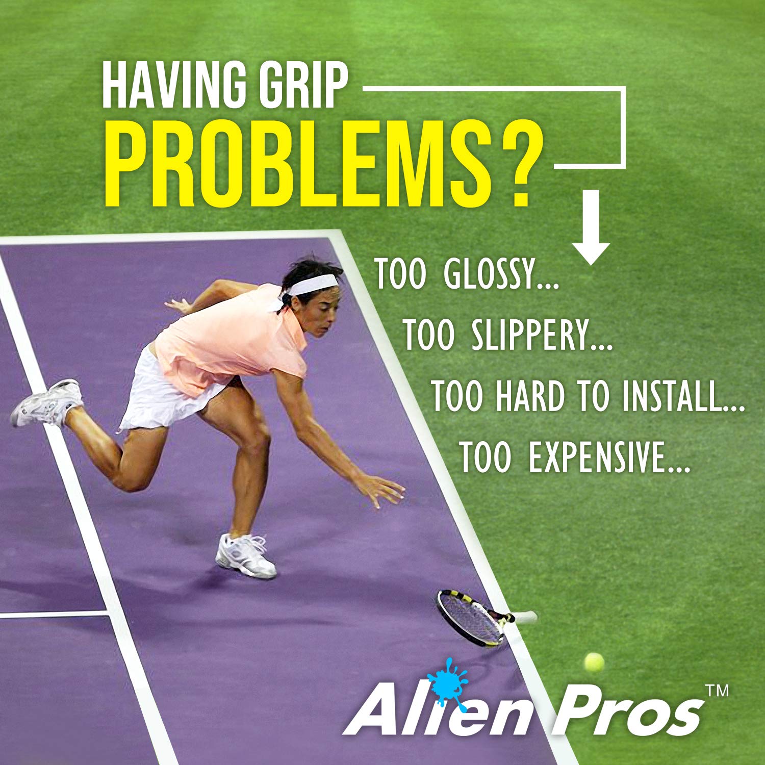 ALIEN PROS Tennis Racket Grip Tape (6 Grips) - Precut and Dry Feel Tennis Grip - Tennis Overgrip Grip Tape Tennis Racket - Wrap Your Racquet for High Performance (6 Grips, Black)