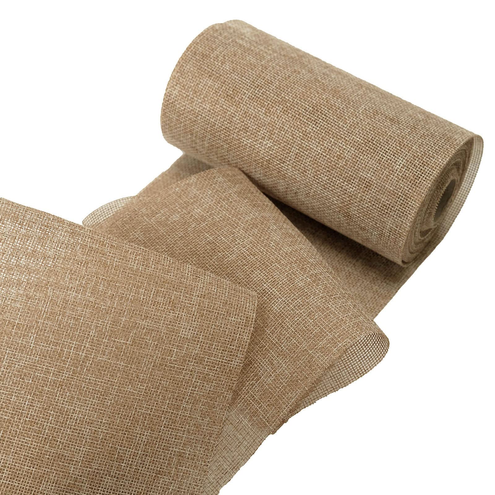 Tableclothsfactory 6" x10 Yards Natural Polyester Fine Rustic Burlap Jute Roll for Wedding Event Party Decorations DIY Arts and Crafts