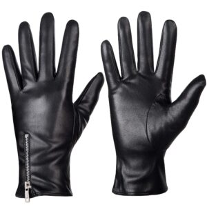 dsane winter leather gloves for women, touchscreen texting warm driving gloves (black, m)