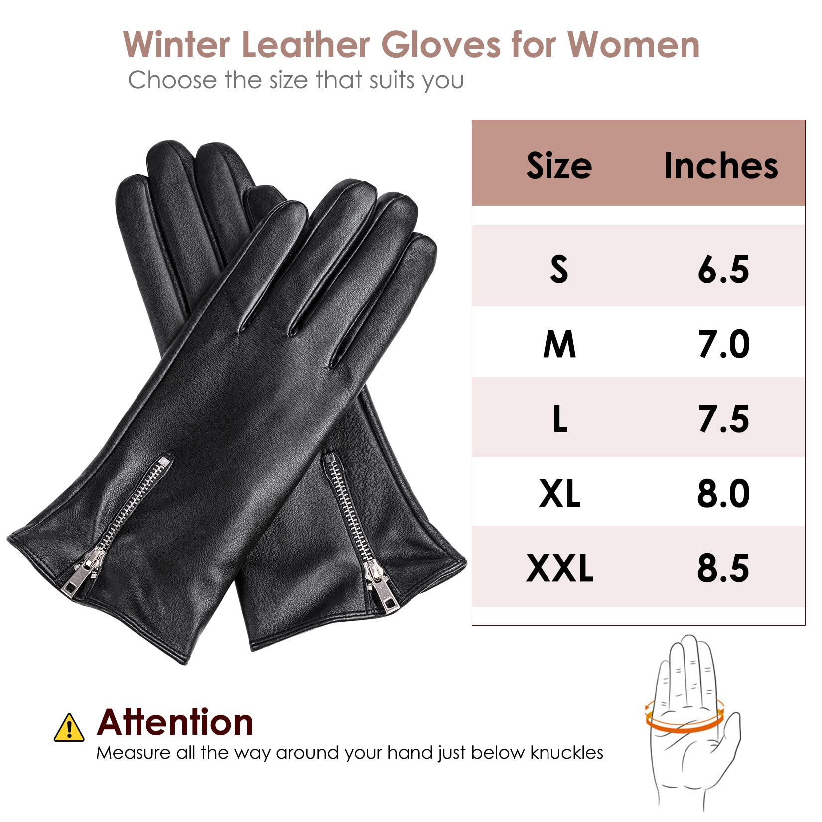 Dsane Winter Leather Gloves for Women, Touchscreen Texting Warm Driving Gloves (Black, M)