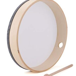 Foraineam 10 Inch Hand Drum Music Percussion Wood Frame Drum with Beater