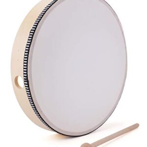 Foraineam 10 Inch Hand Drum Music Percussion Wood Frame Drum with Beater