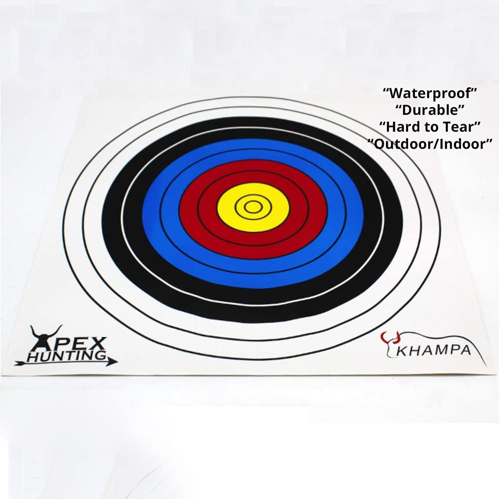 KHAMPA [20 Pack] Paper Archery Target for Backyard- Water and Tear Resistant Bow Arrow Targets for Hunting & Archery Targets,Target Practice Accessories - 15 in x 15 in (40cm)